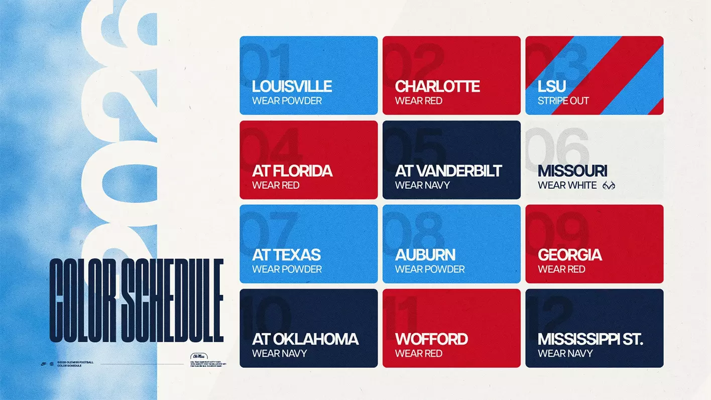 Ole Miss Reveals 2026 Football Fan Color and Pom Schedule - Mississippi ...